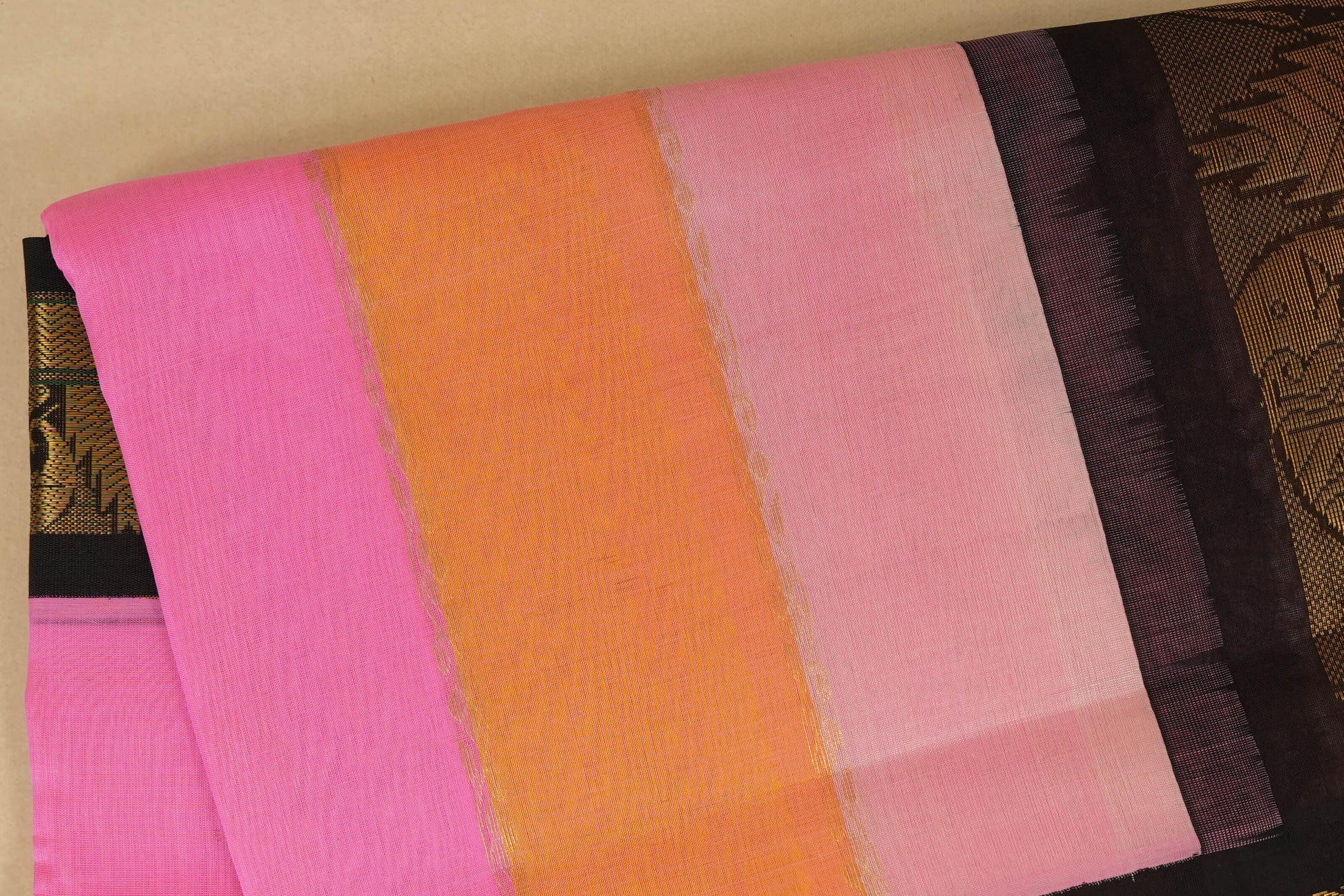 Multi Color with Black Borders Vintage Silk Cotton Saree by Shreenivas ...