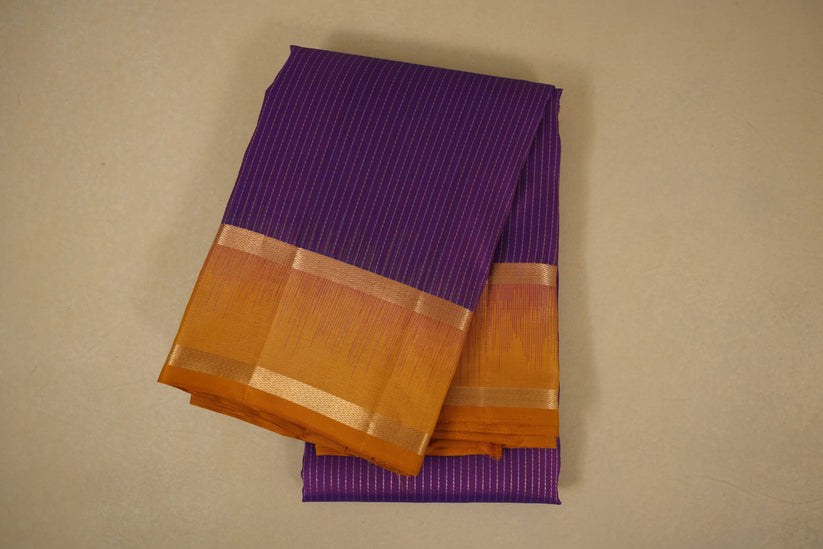 Magenta with Mustard Borders Light Weight Kanjivaram Silk Saree by Shr ...